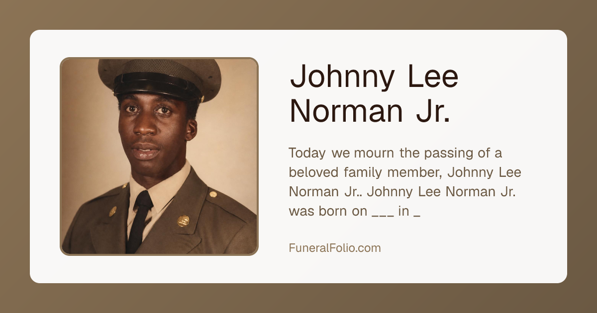 Johnny Lee Norman Jr. - Obituary | FuneralFolio
