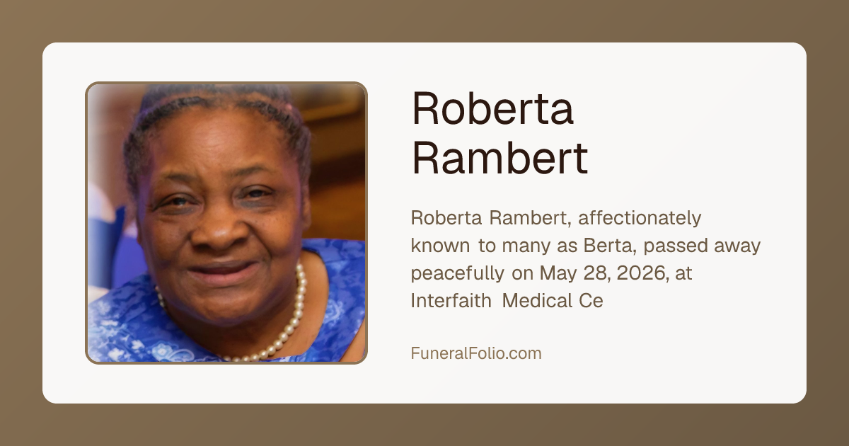 Roberta Rambert - Obituary | FuneralFolio